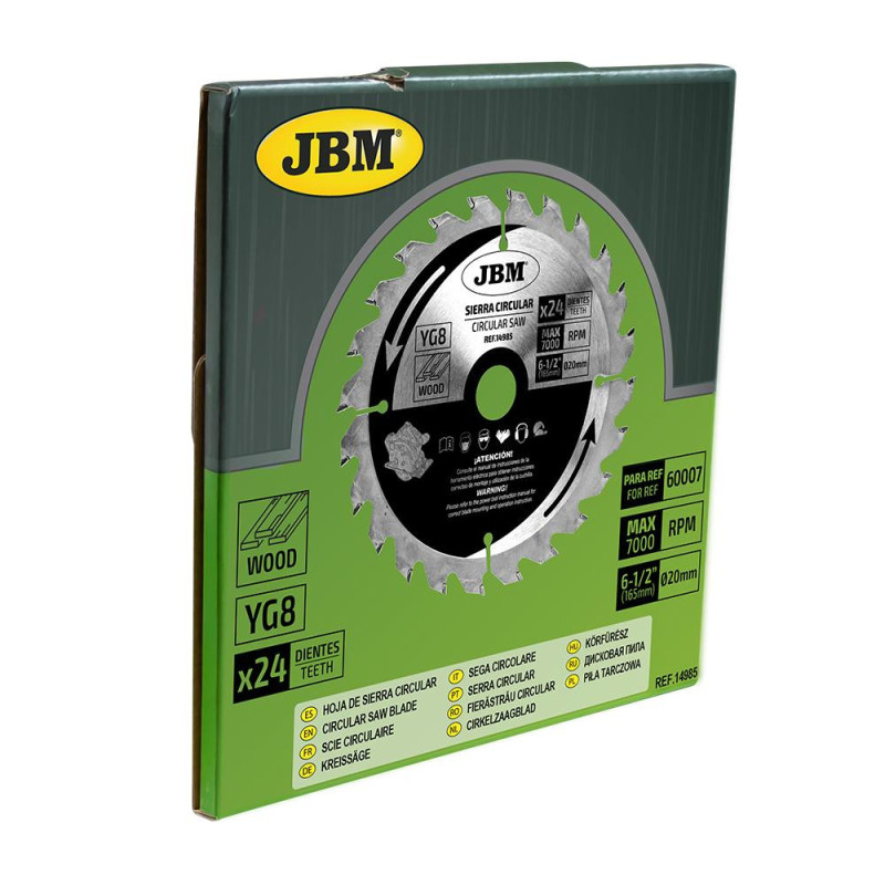 SCIE CIRCULAIRE, 24 DENTS, 165 mm, À BOIS. POUR RÉF. 60007